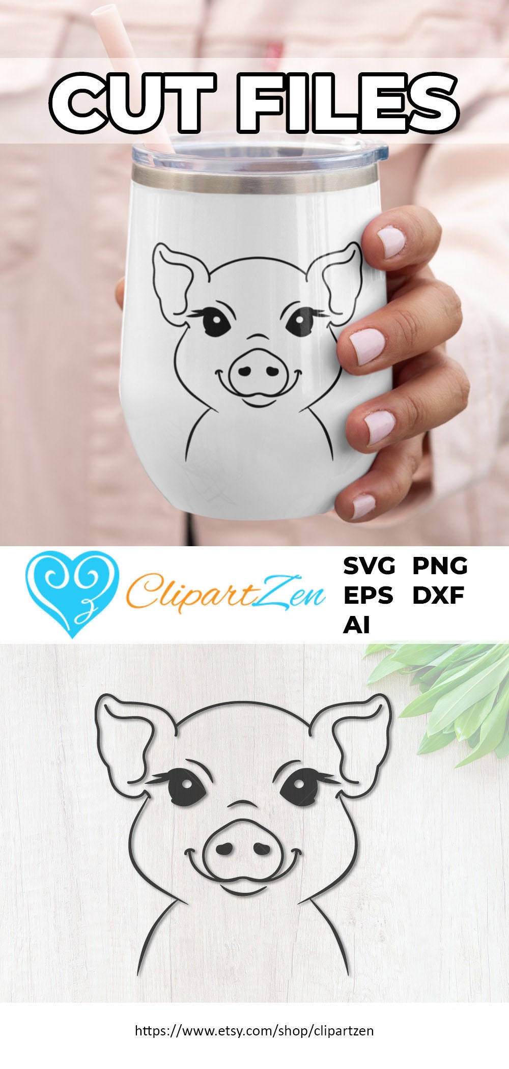 Pig SVG Piglet SVG Pig Face SVG Cut File for Cricut Farm - Etsy