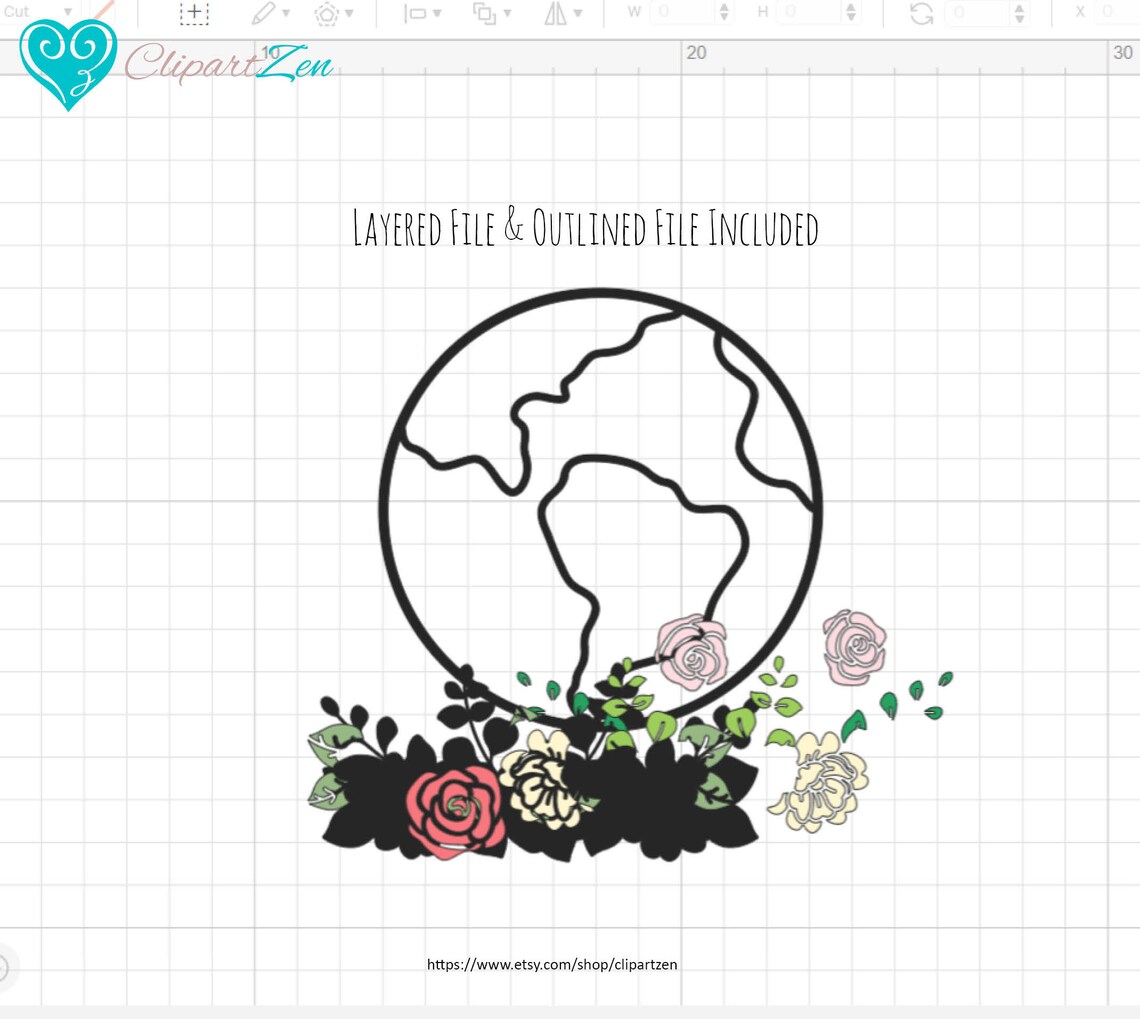 Earth With Flowers, Planet Earth Day, Cut File, Svg, Png, Dxf, Eps, Ai ...