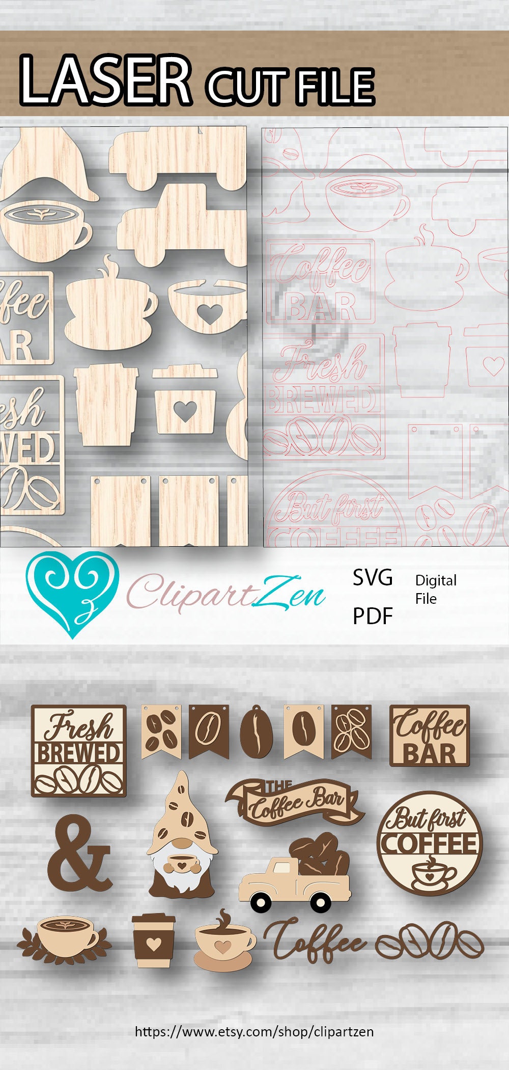 Coffee Bar Tier Tray Svg, Coffee Svg Bundle, Glowforge Svg, Laser Cut ...