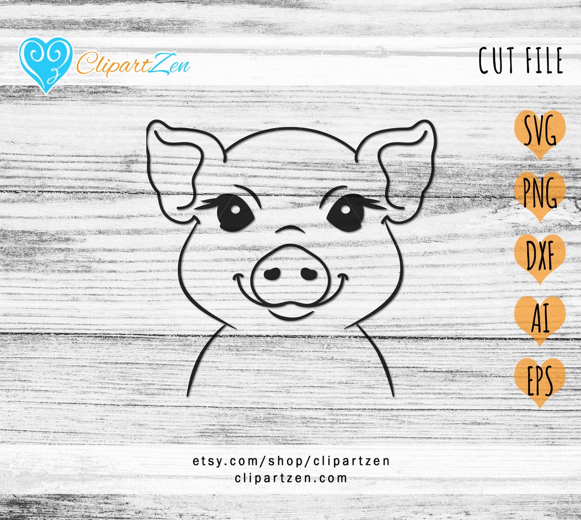 Pig SVG, Piglet SVG, Pig Face SVG Cut File for Cricut, Farm Svg, Girl ...
