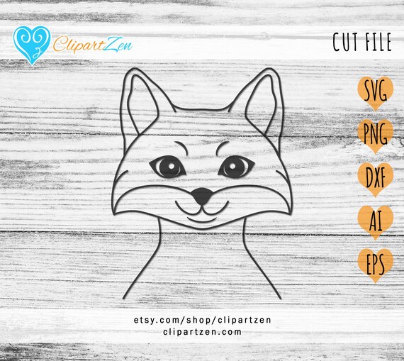 Cute Fox Head Woodland Animal Cut File svg png dxf eps | Etsy