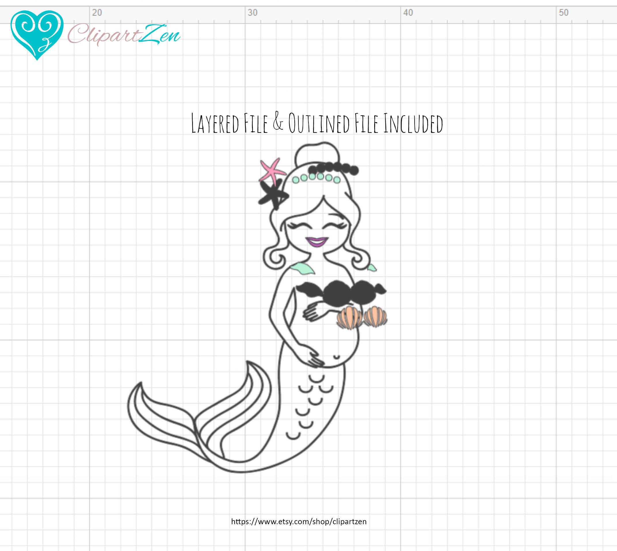 Pregnant Mermaid Svg, Mother Svg, Png, Dxf, Eps, Ai, Clipart, Vector ...