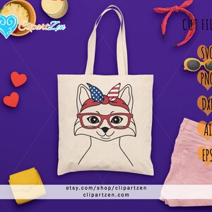Fourth of July Fox With Glasses and Bandana Memorial Day, Svg, Png, Dxf ...