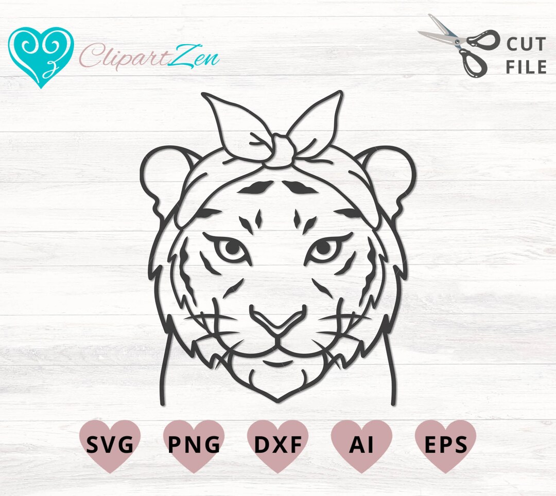 Tiger With Bandana, Momlife Kidlife Animal Face Head Cut File, Svg, Png ...