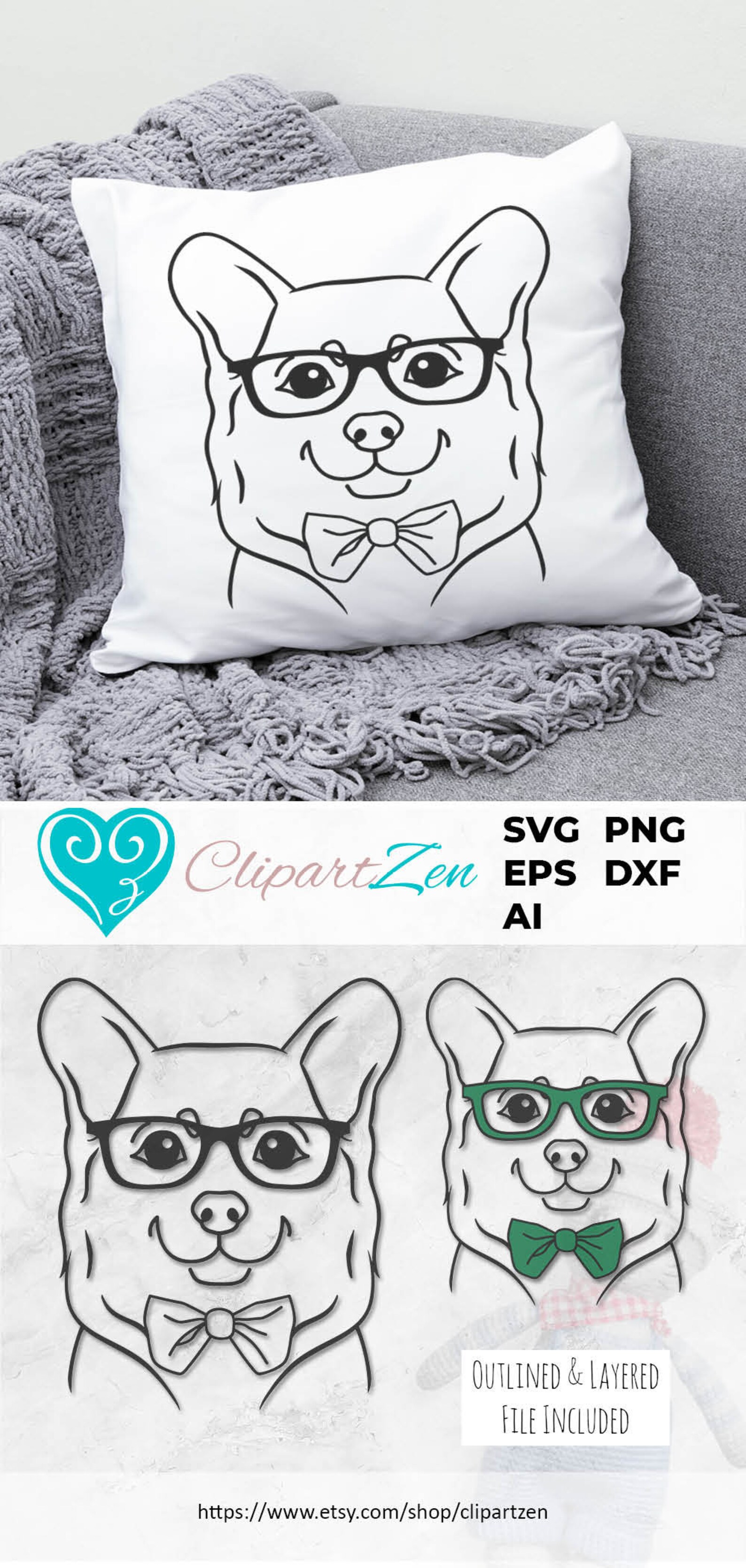Corgie Dog Face Outline Svg Corgie Head Svg Corgie Dog - Etsy
