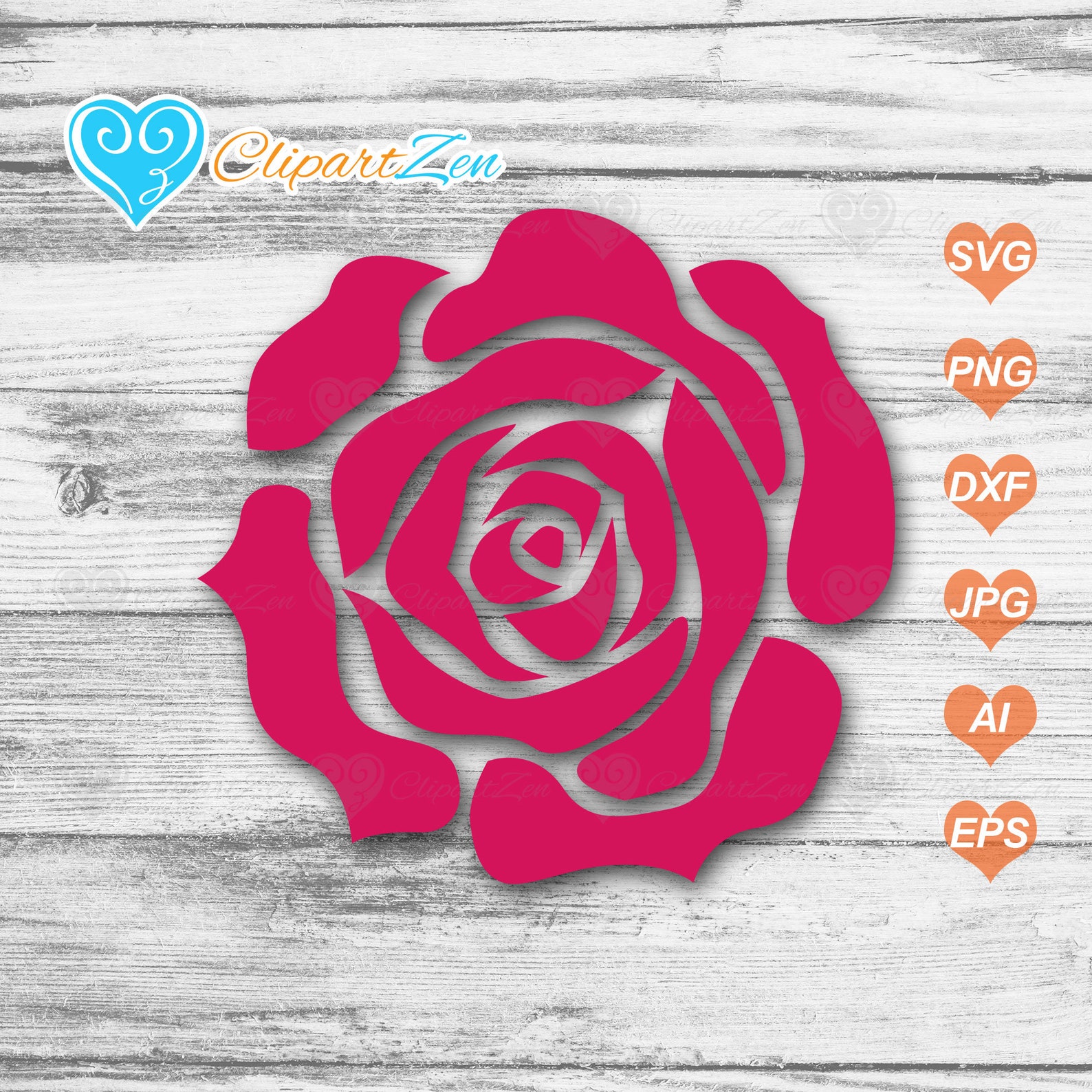 Rose Svg, Png, Dxf, Jpg, Eps, Ai, Clipart, Printable Cuttable ...