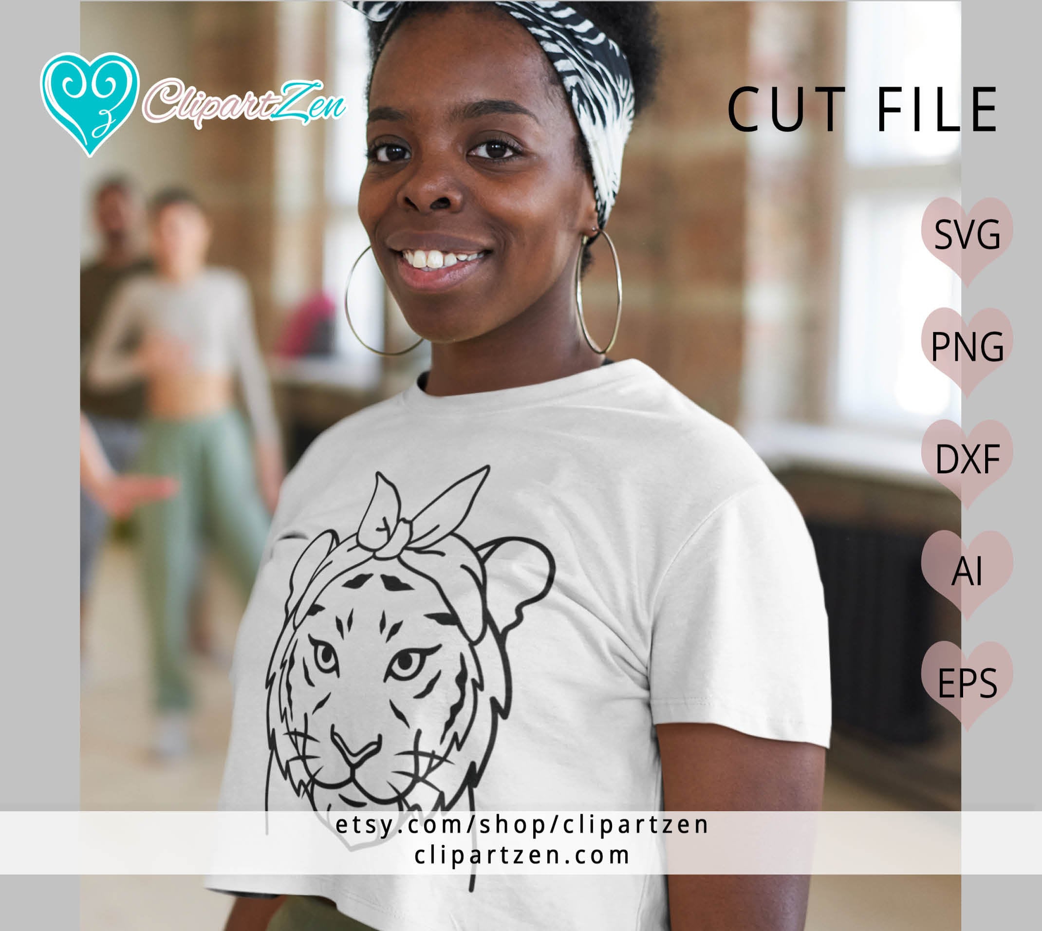 Tiger With Bandana, Momlife Kidlife Animal Face Head Cut File, Svg, Png ...