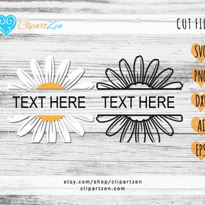 Daisy Flower Split Monogram Clipart Frame Cut File Svg Png | Etsy