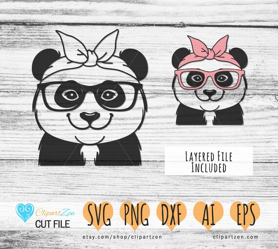 Cute Panda Face Head With Glasses and Bandana Cut File Svg - Etsy