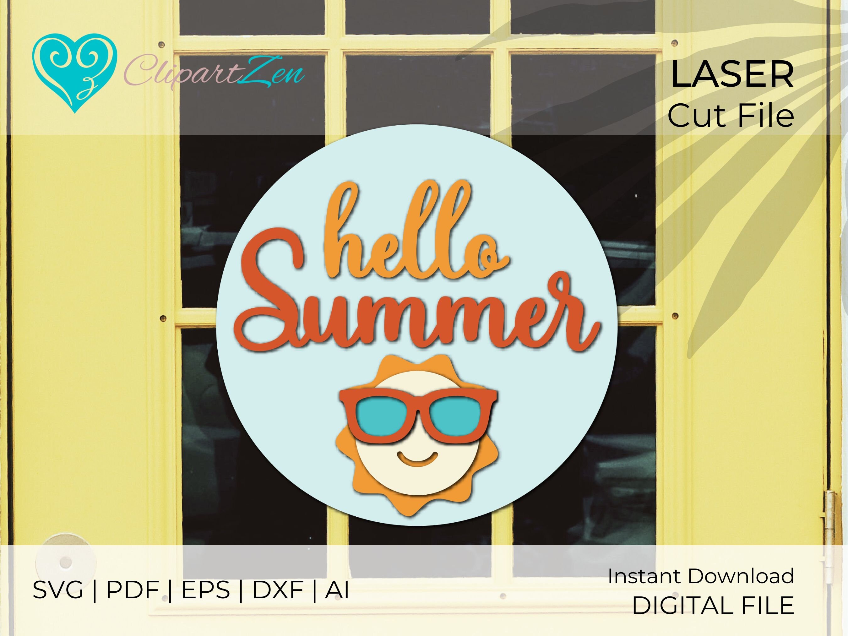 Hello Summer Door Hanger SVG, Welcome Svg, Beach Svg, Sun Svg ...