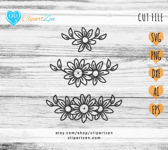 Daisy Flower Floral Border Cut File Svg Png Dxf Eps Ai - Etsy
