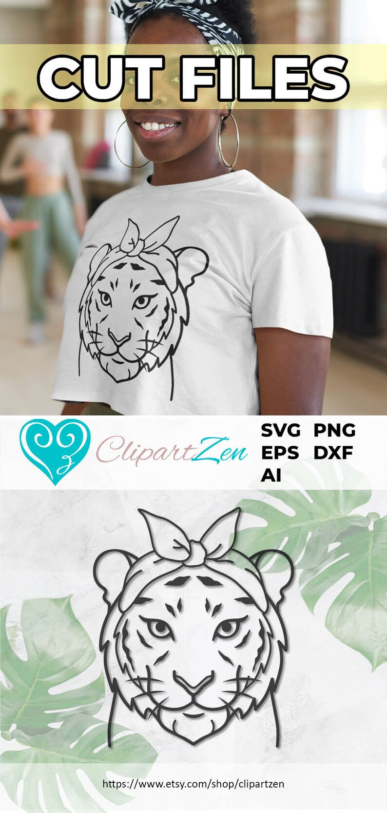 Tiger With Bandana, Momlife Kidlife Animal Face Head Cut File, Svg, Png ...