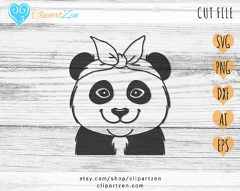 Cute Panda Face Head with Glasses and Bandana Cut File svg | Etsy