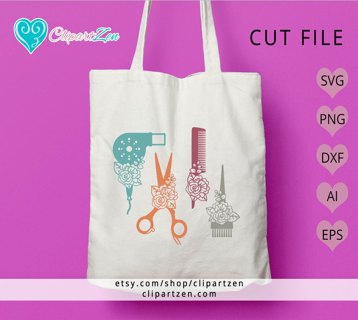 Floral Hair Stylist Salon Svg Cosmetology Svg Salon Tools - Etsy