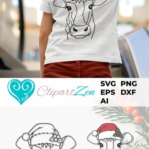 Christmas Cow Svg Santa Hat Svg Christmas Cow Face Svg - Etsy