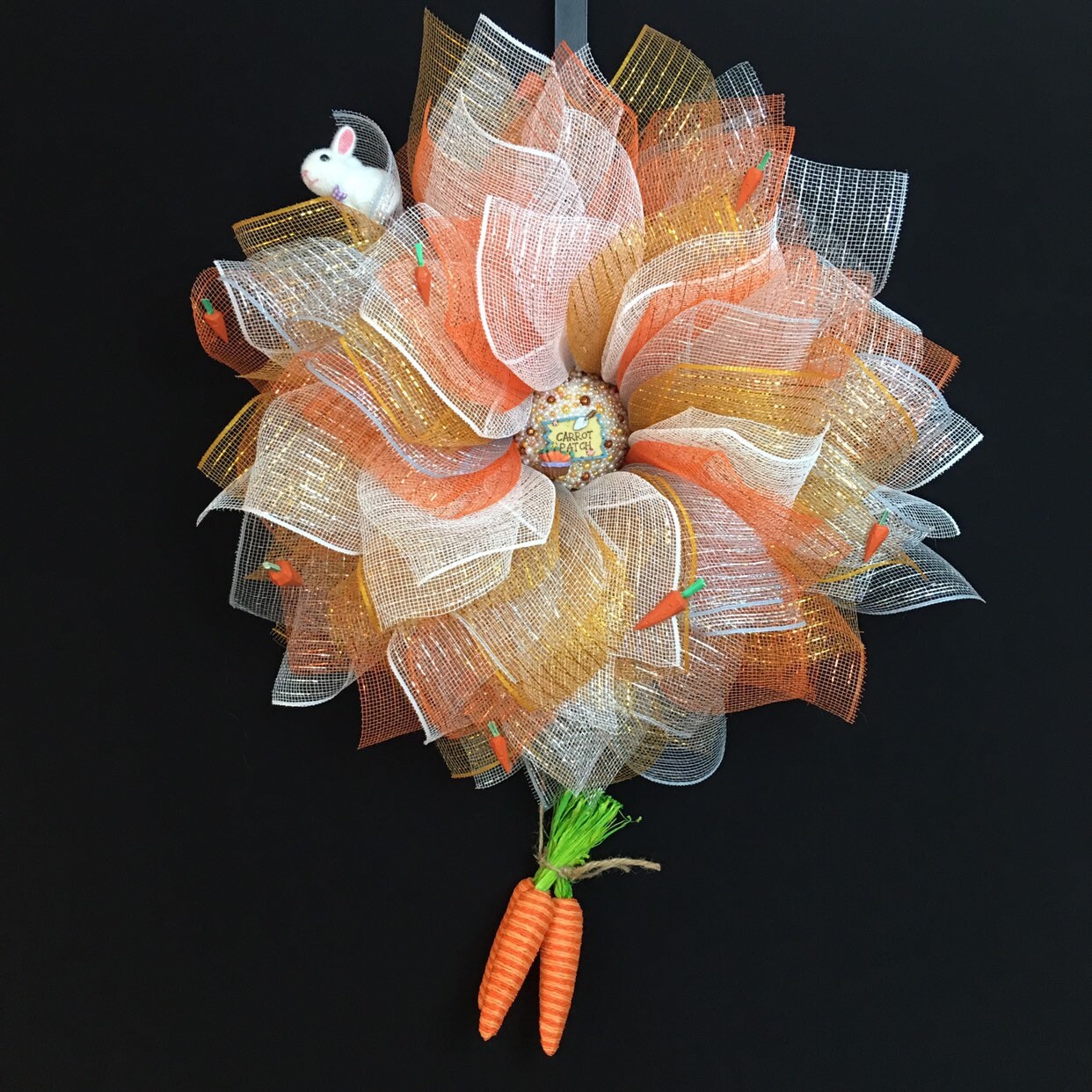 Easter Carrot Patch- Deco Mesh Wreath - Etsy