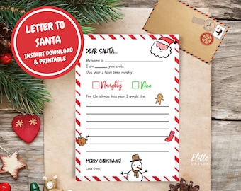 Letter to Santa PRINTABLE / Kids Letter to Santa / Santa Letter ...