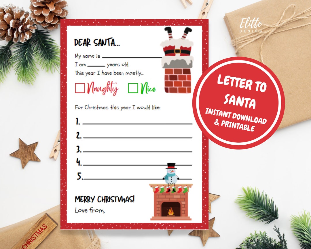 Carta de Santa, Carta a Santa IMPRIMIBLE, Carta de niños a Santa, Carta ...