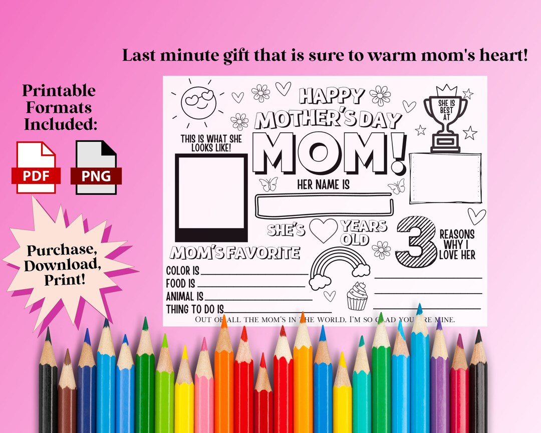 Mother's Day Printable Coloring Page, All About My Mom, Last Minute ...