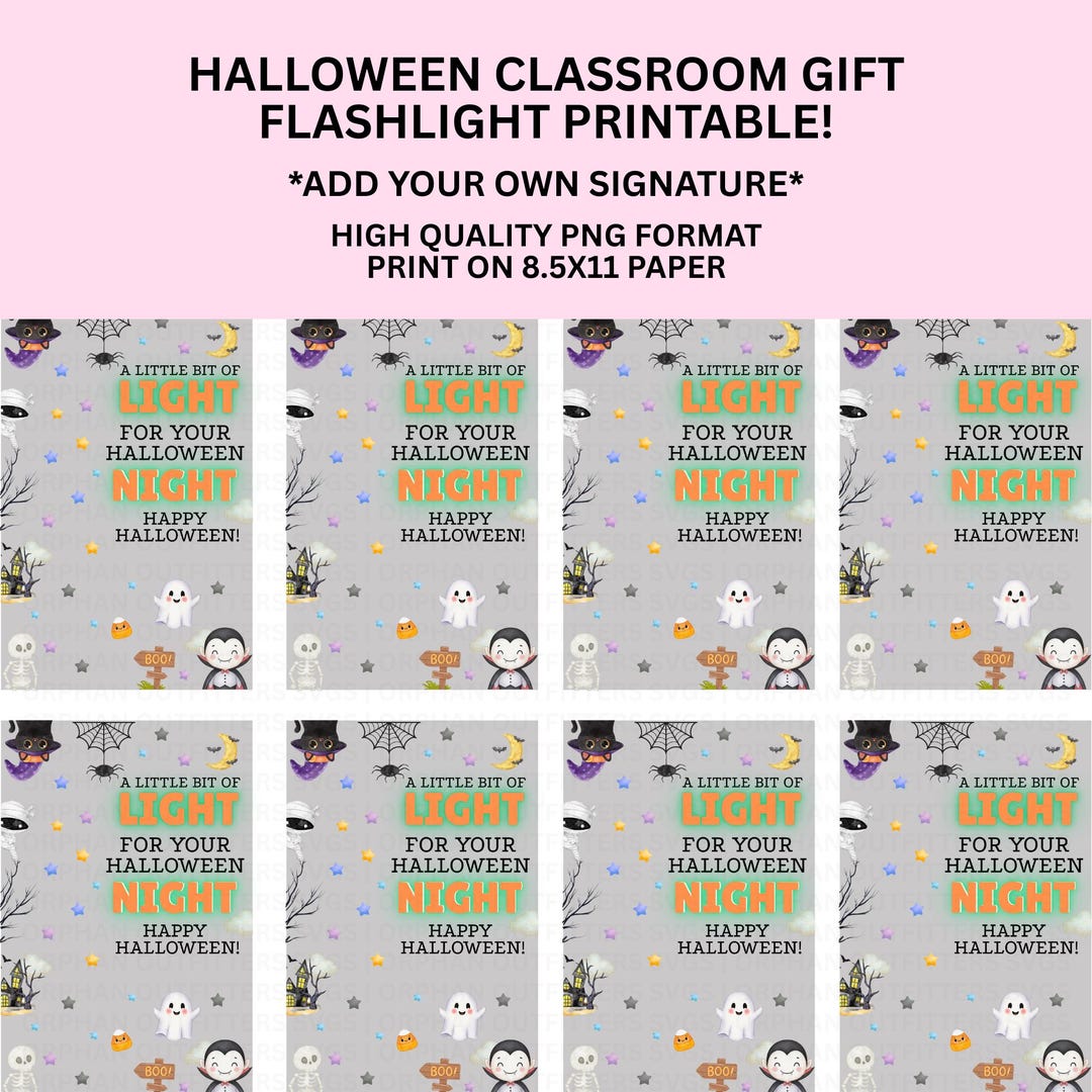 Halloween Printable Classroom Gift | Glow Stick or Mini Flashlight Tag ...