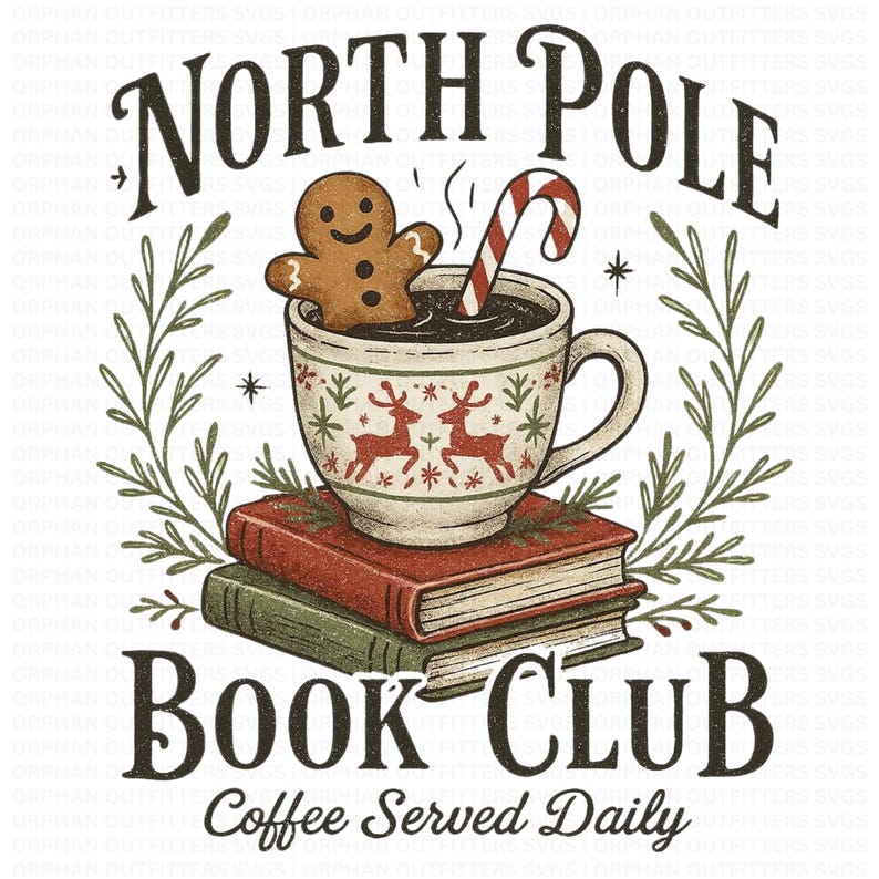 North Pole Book Club PNG, Christmas Design for Reading Lovers, Holiday ...