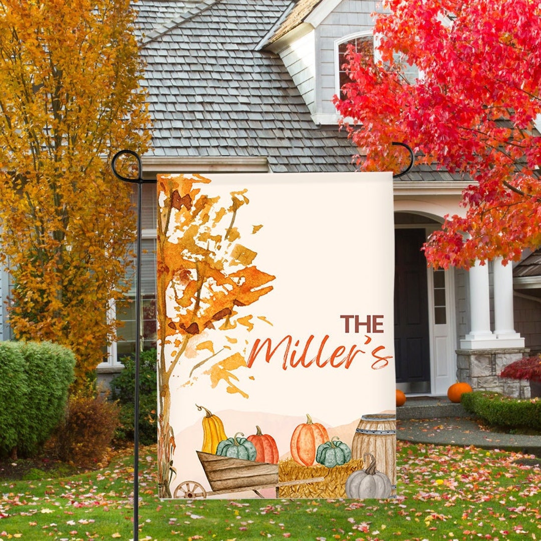 Custom Family Name Fall Welcome Yard Flag - Etsy