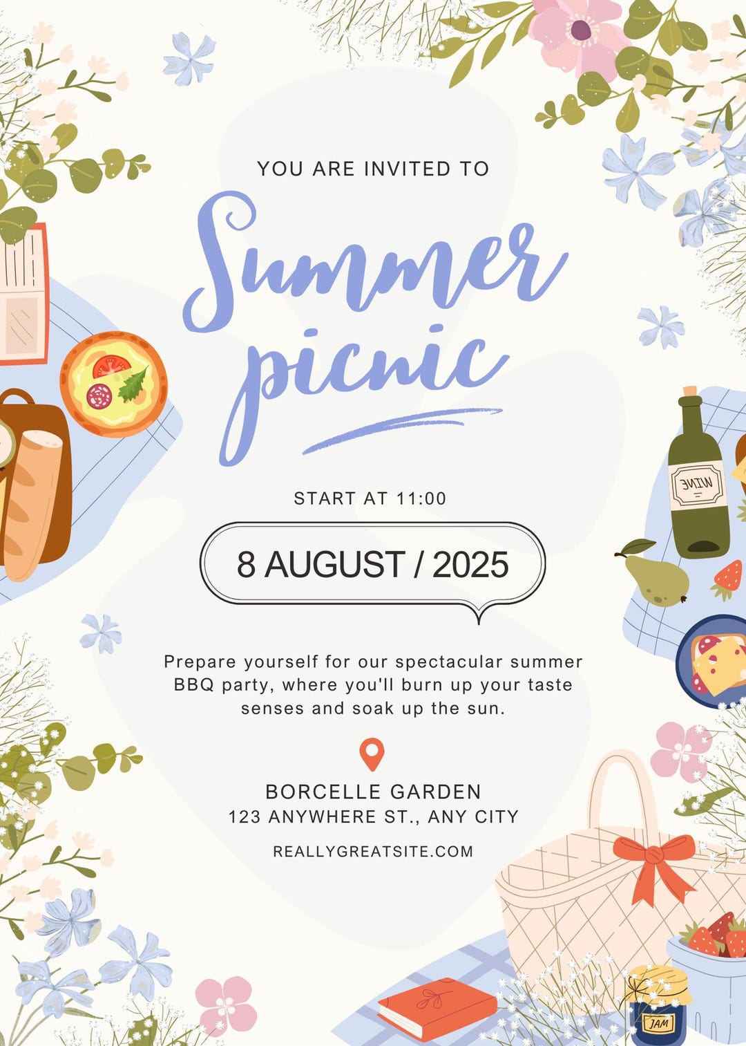 Editable Picnic Invitation | Instant Download | Picnic Party Template ...