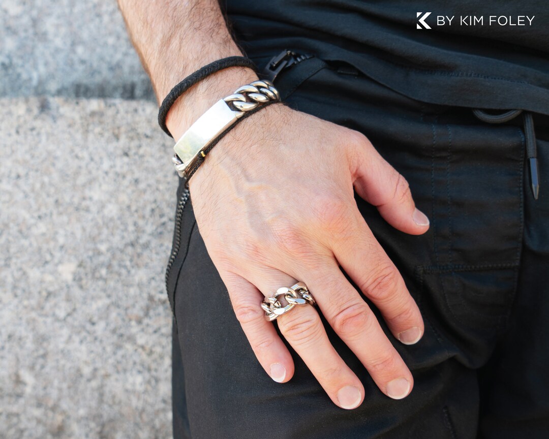 Handmade Chunky Men's Metal Chain Ring - Etsy