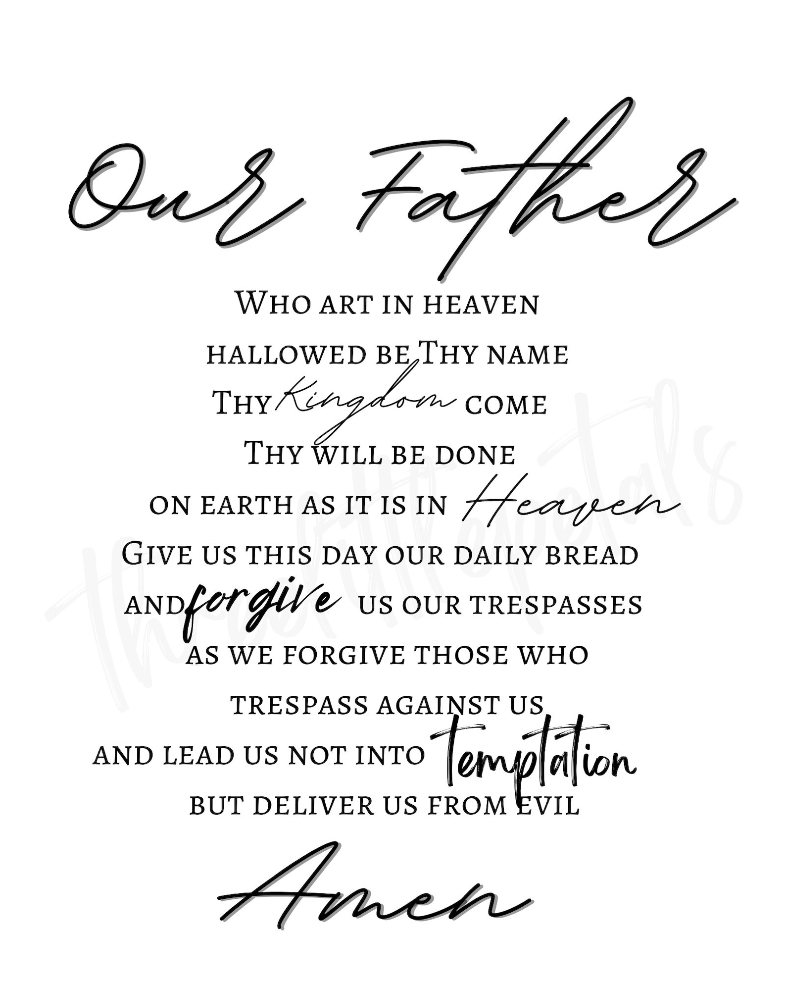 DIGITAL Download/our Father Prayer/ Our Father/ Print/ Printable ...