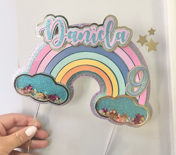 Rainbow Shaker Cake Topper // Rainbow Birthday // Pastel // - Etsy Canada