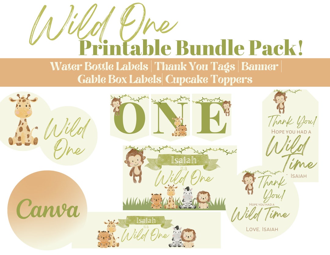 Wild One Printable Editable Bundle Pack Wild One Birthday First ...
