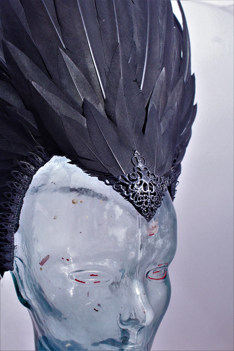 Black Angel Feather Headpiece Wings Headdress Valkyrie Style - Etsy UK
