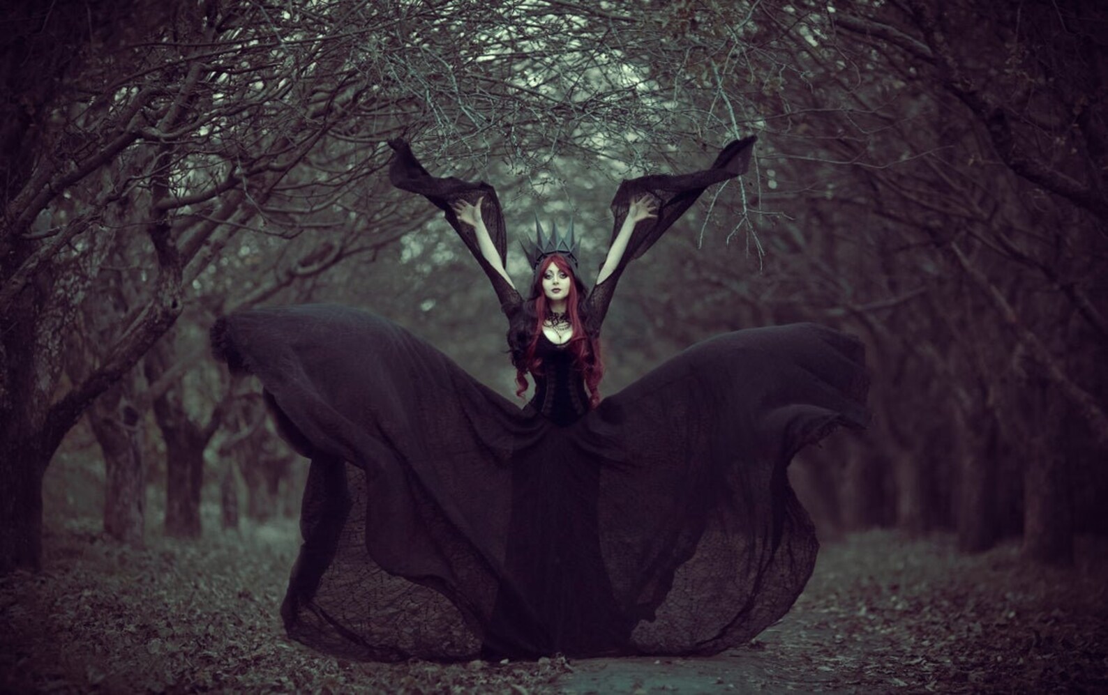 Demon lady costume gothic lace dress with velvet corset and | Etsy