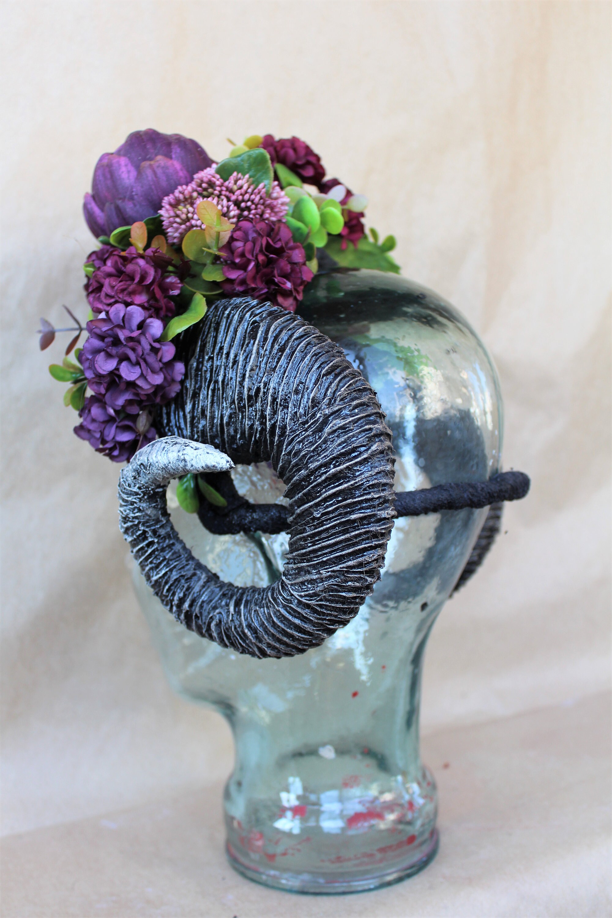 Fawn Flower Crown Floral Headpiece Faun Horns Ram Horn - Etsy