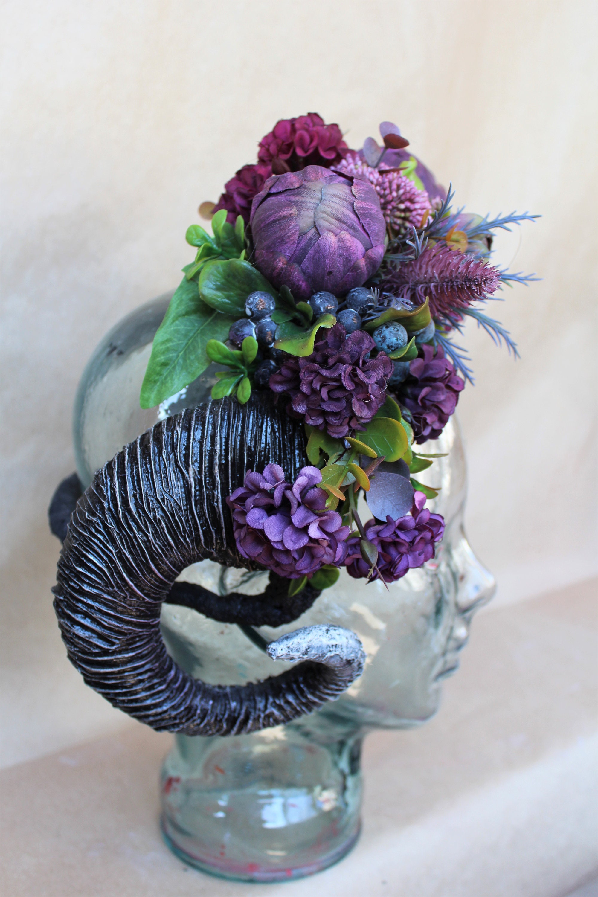 Fawn Flower Crown Floral Headpiece Faun Horns Ram Horn - Etsy