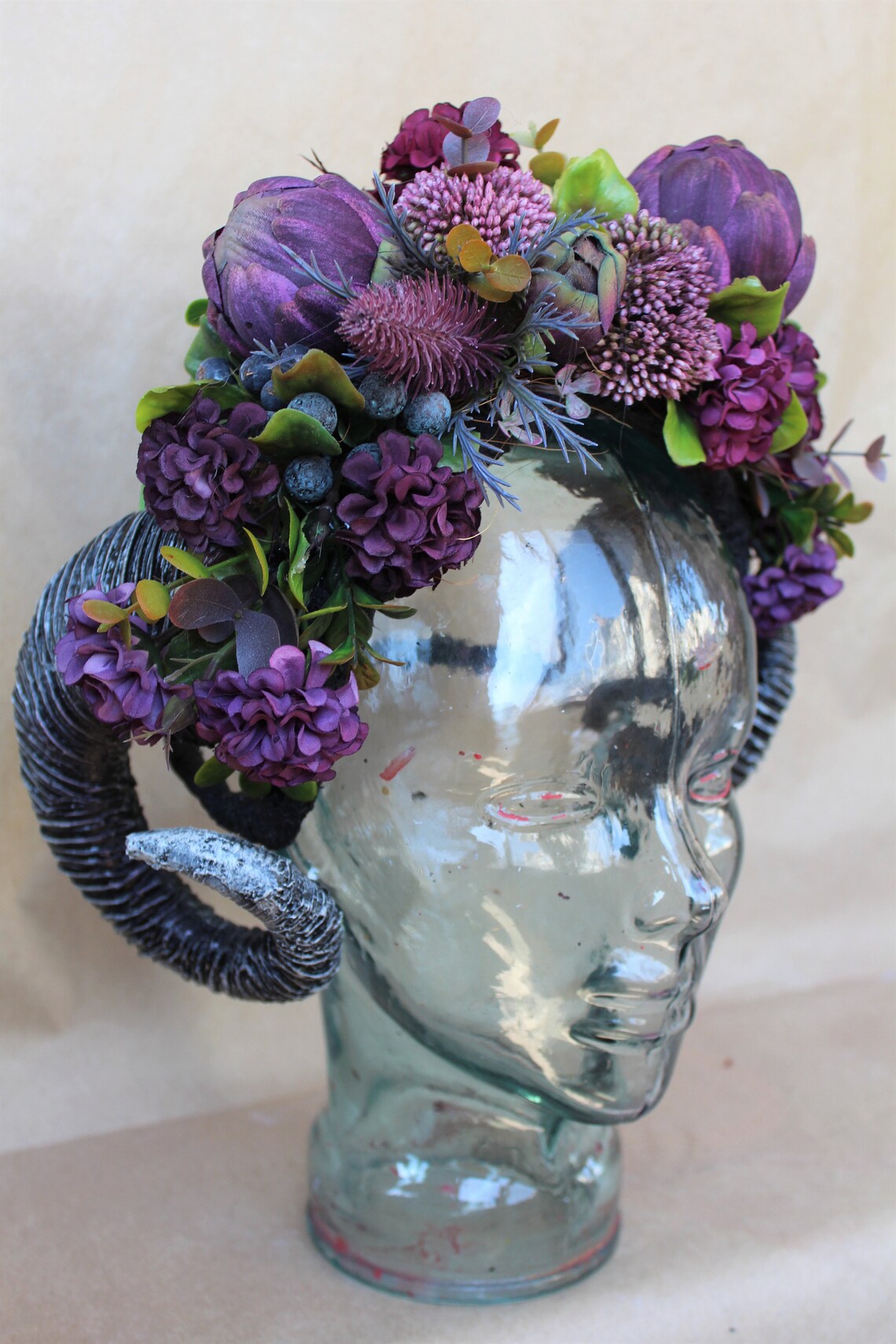 Fawn Flower Crown Floral Headpiece Faun Horns Ram Horn - Etsy