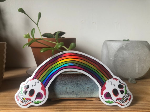 Holographic Rainbow Skulls 7.3 Inch Stickers | Etsy