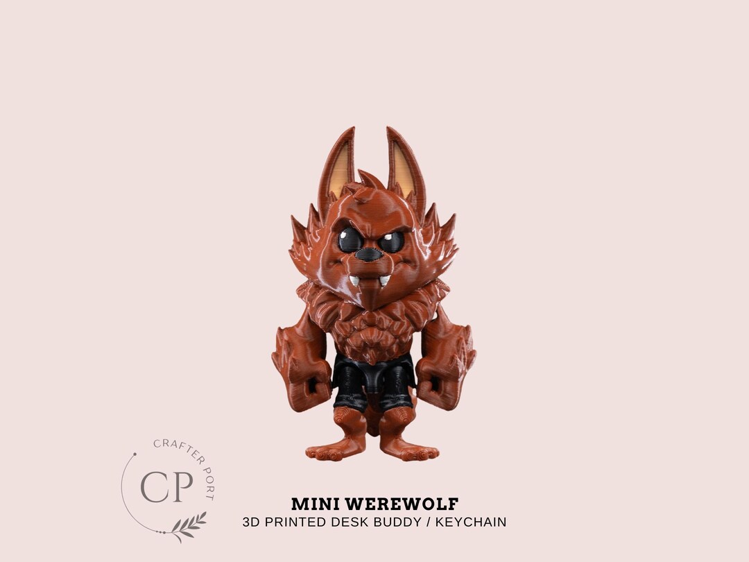 Mini Werewolf Figurine - 3D Printed Desk Buddy Decor Toy Keychain - Etsy