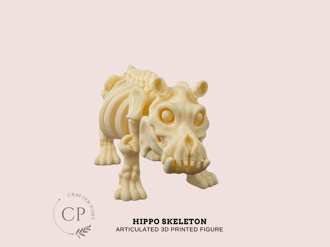 Hippo Skeleton Articulated 3D Printed Animal Figure – Customizable ...