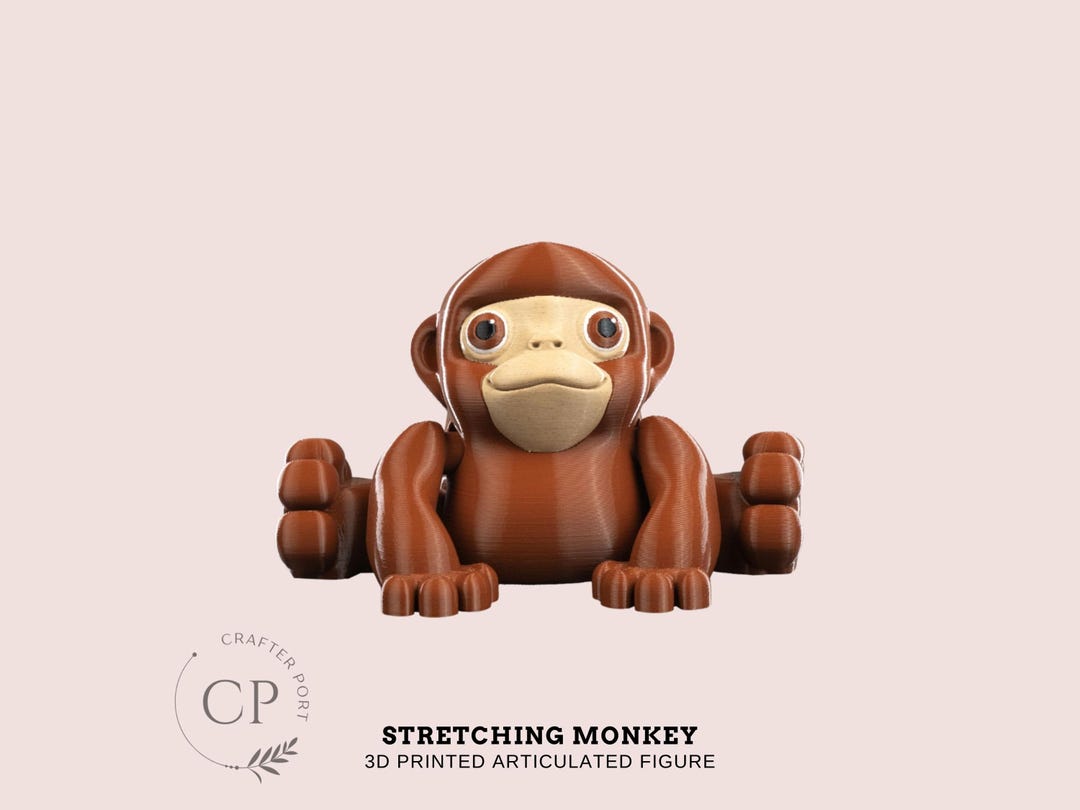 Stretching Monkey - 3D Printed Flexi Articulated Jungle Safari Wildlife ...