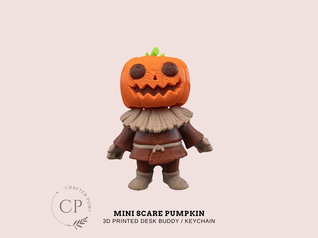 Mini Scare Pumpkin Figurine - 3D Printed Desk Buddy Decor Toy Keychain ...
