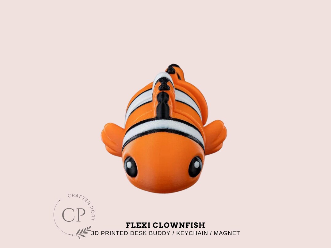 Flexi Clownfish 3D Printed Articulated Animal Figure - Desk Buddy Home ...