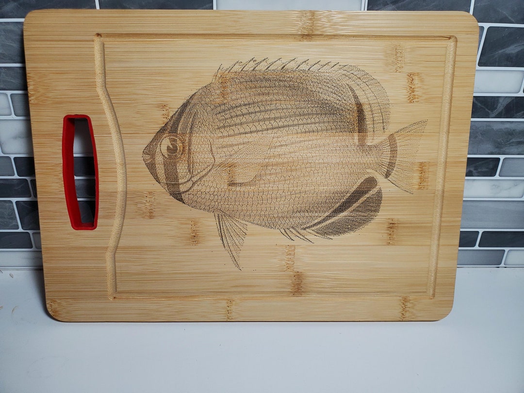 Reef Fish, Dull Engraved Bamboo Cutting Board, 13 X 9.5 X 5/8, Nice ...