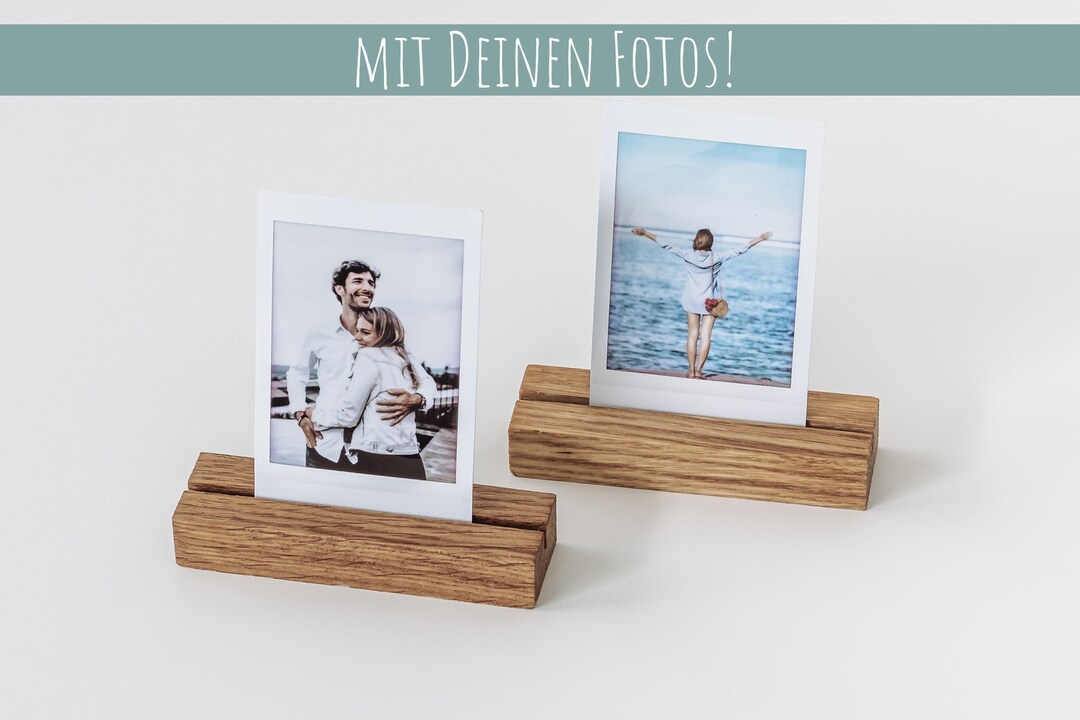 Fotohalter aus Holz, 2 Stk, mit Gravur, Polaroid, Fotoständer, Foto ...