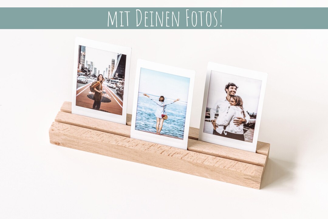 Fotohalter aus Holz, Buche, Instax, Fotoständer, Geschenk, Fotoleiste ...