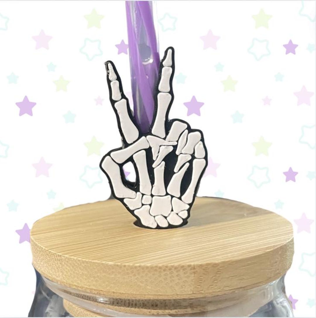 3D Printed Skeleton Peace Straw Topper - Perfect for Halloween and ...
