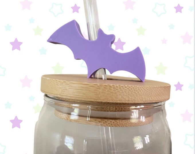 3D Printed Purple Bat Straw Topper - Perfect for Halloween and Spooky ...