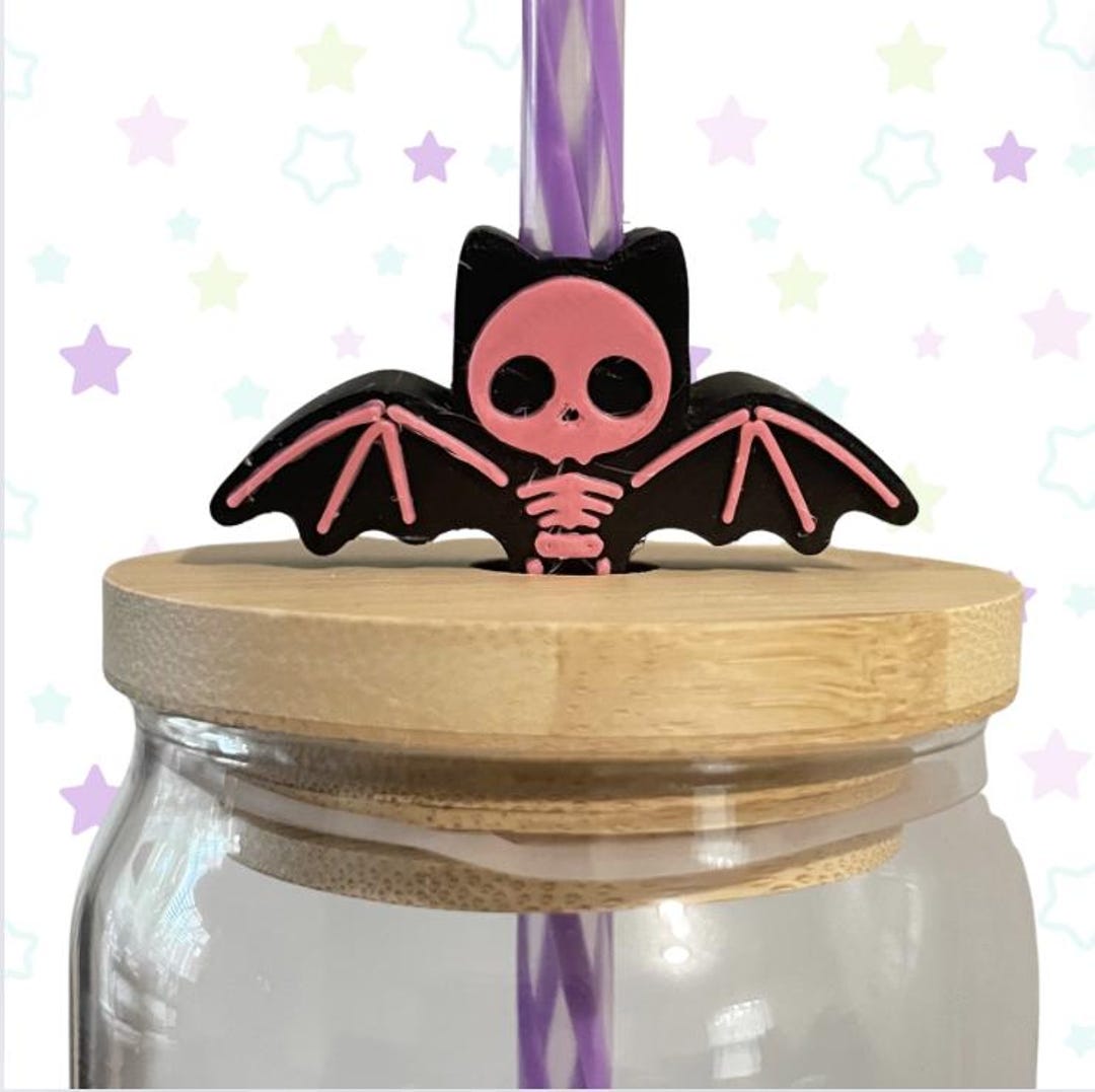 3D Printed Skeleton Bat Straw Topper - Perfect for Halloween and Spooky ...