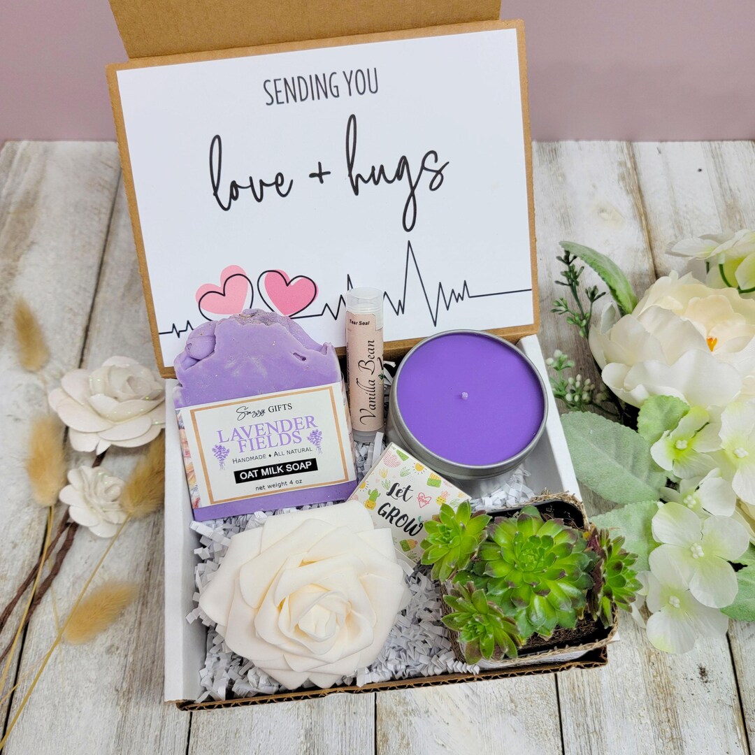 Sending Love Gift Box: Soy Candle, Succulent, & Handmade Soap - Etsy