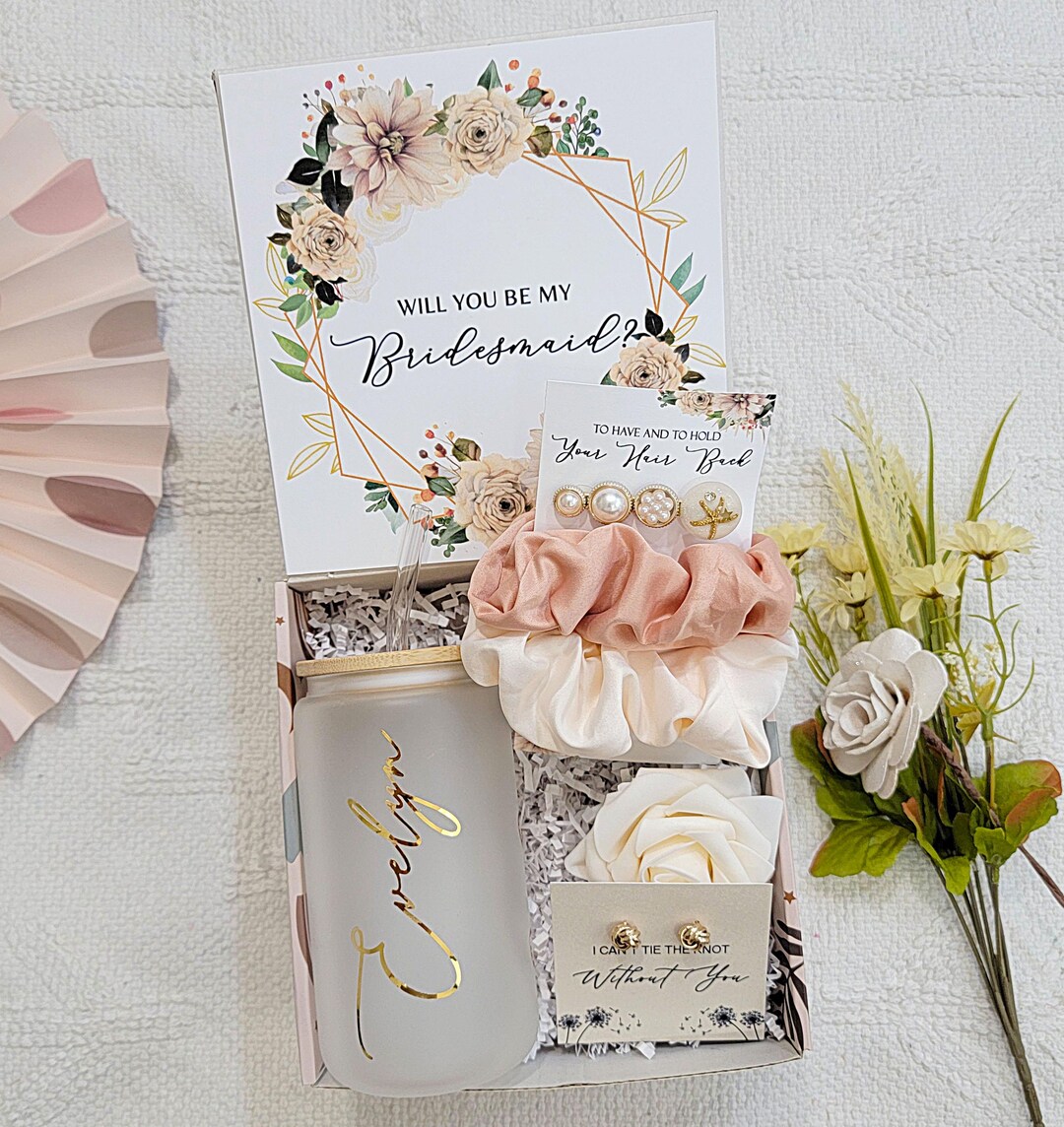 Personalized Bridesmaid Proposal Gift Box: Tumbler, Jewelry, Hair ...